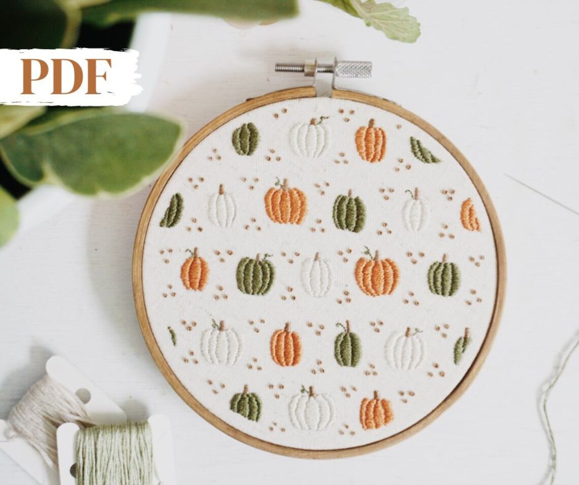 Pumpkin Embroidery Pattern Fall Embroidery PDF Autumn - Etsy
