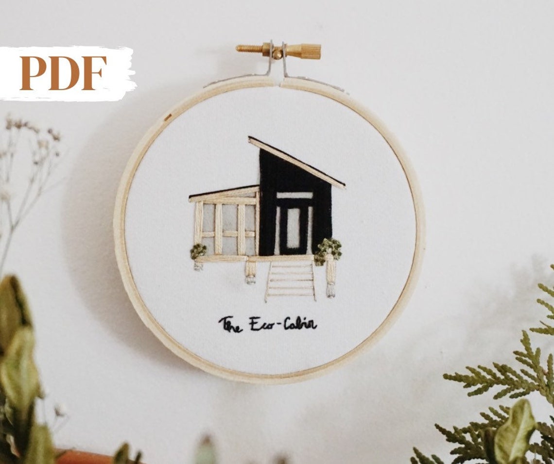 Cabin Embroidery PDF Pattern 4 Inch Hand Embroidery - Etsy