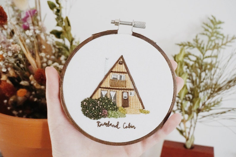 A-Frame Cabin Embroidery PDF Pattern 4 inch Riverbend Cabin | Etsy