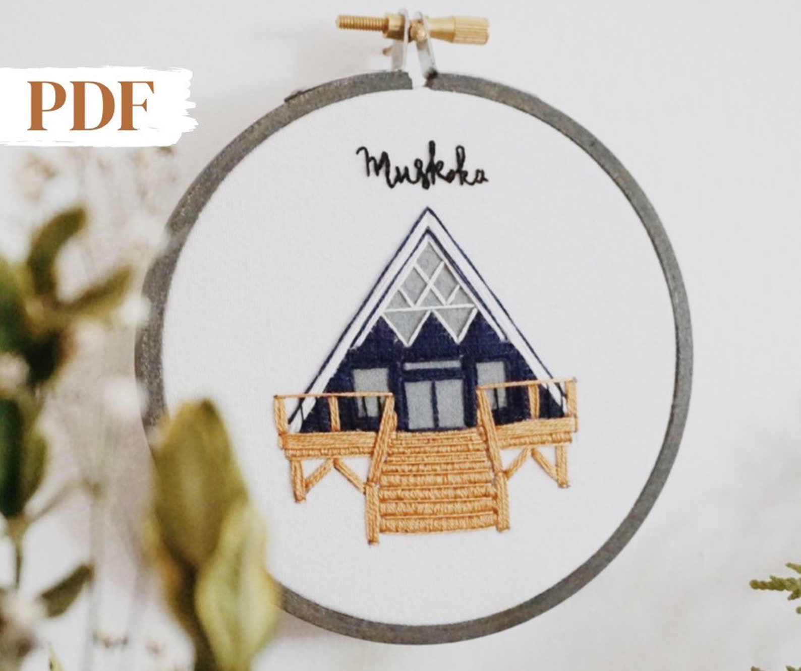 A-frame Cabin Embroidery Pattern Hand Embroidery PDF Pattern - Etsy