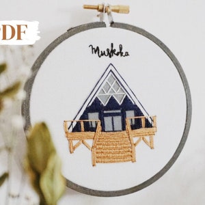 A-frame Cabin Embroidery Pattern, Hand Embroidery PDF Pattern ...