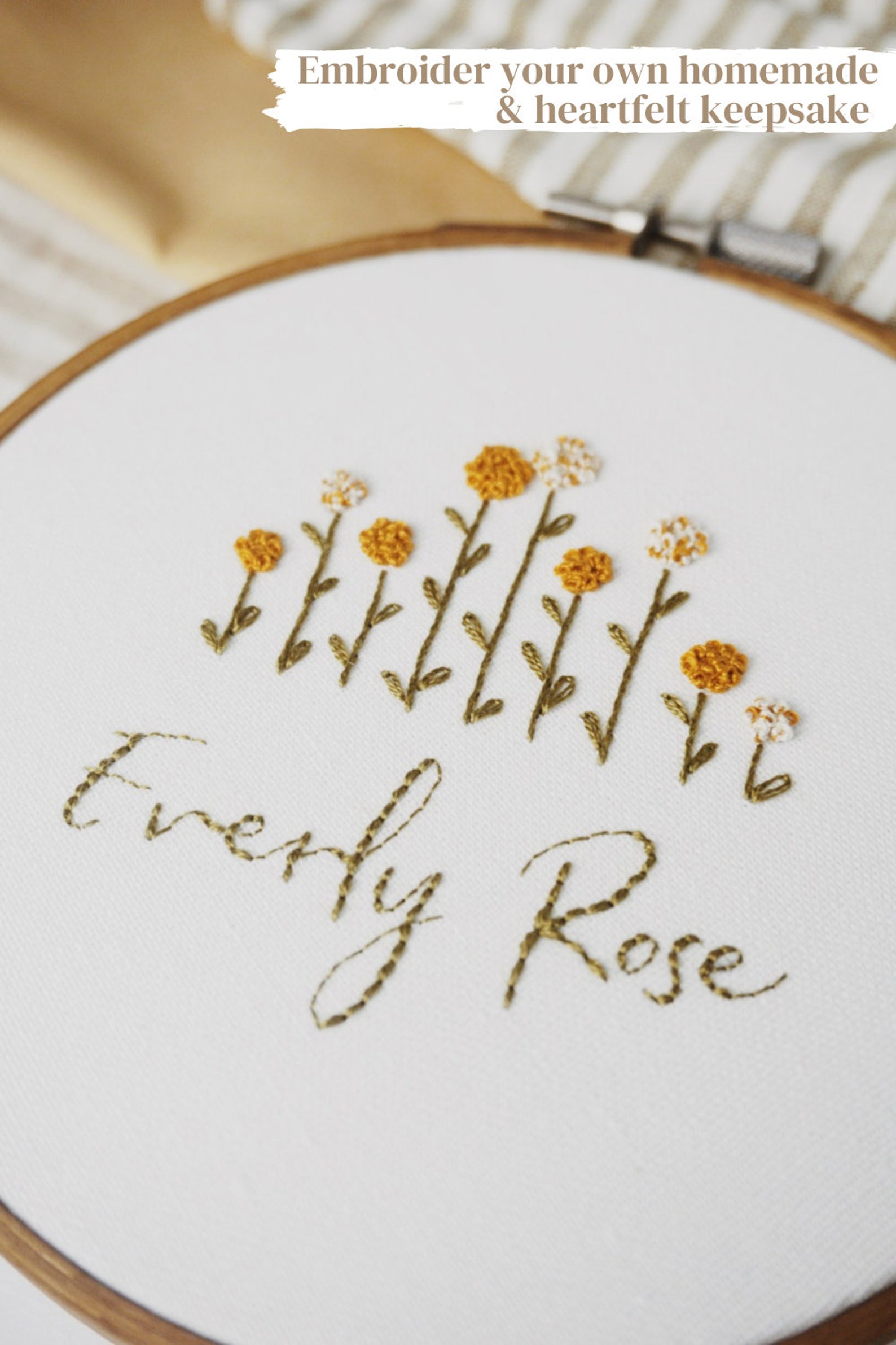 Personalized Floral Baby Name Embroidery PDF Pattern, Custom Name ...