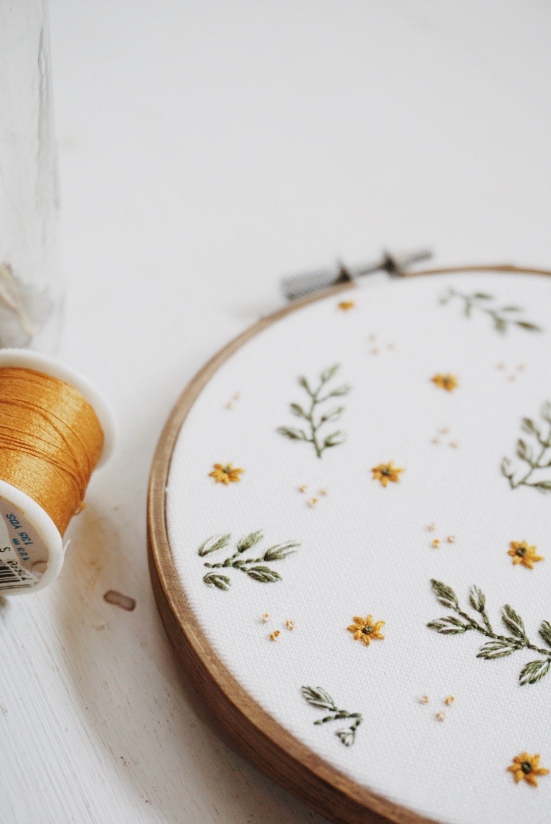 Summer Embroidery Pattern, Yellow Flower Embroidery PDF, Floral ...