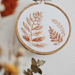 Autumn Fern Embroidery PDF Pattern, 3" Fall Hand Embroidery Beginner ...