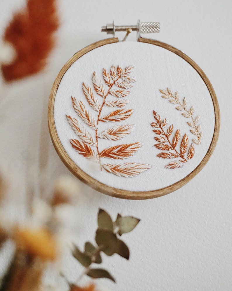 Autumn Fern Embroidery PDF Pattern 3 Fall Hand | Etsy