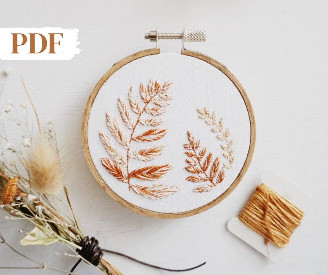 Autumn Fern Embroidery PDF Pattern 3 Fall Hand - Etsy