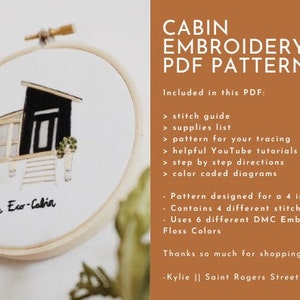 Cabin Embroidery PDF Pattern | 4 Inch Hand Embroidery Intermediate ...
