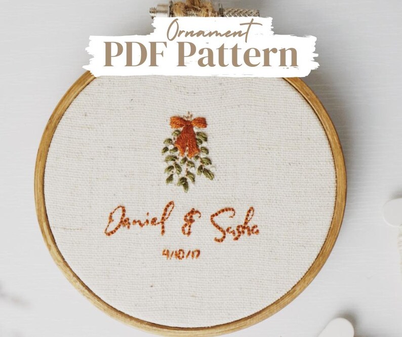 Mistletoe Embroidery Pattern, Personalized Christmas Ornament ...