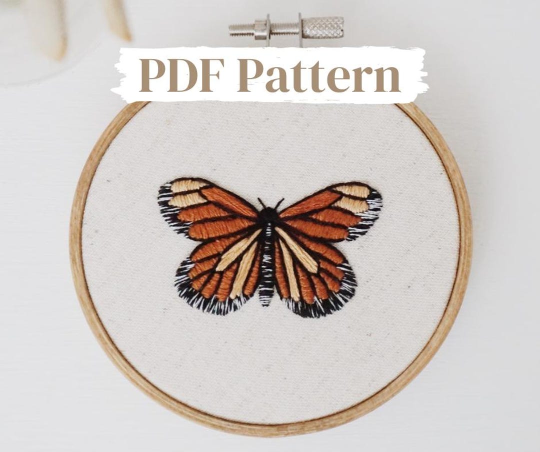 Monarch Butterfly Embroidery Pattern, Beginner Embroidery PDF, Spring ...