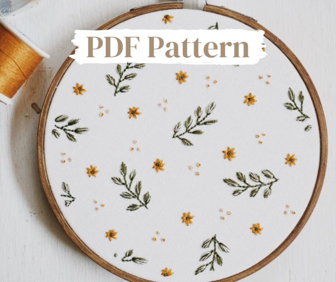 Summer Embroidery Pattern, Yellow Flower Embroidery PDF, Floral ...