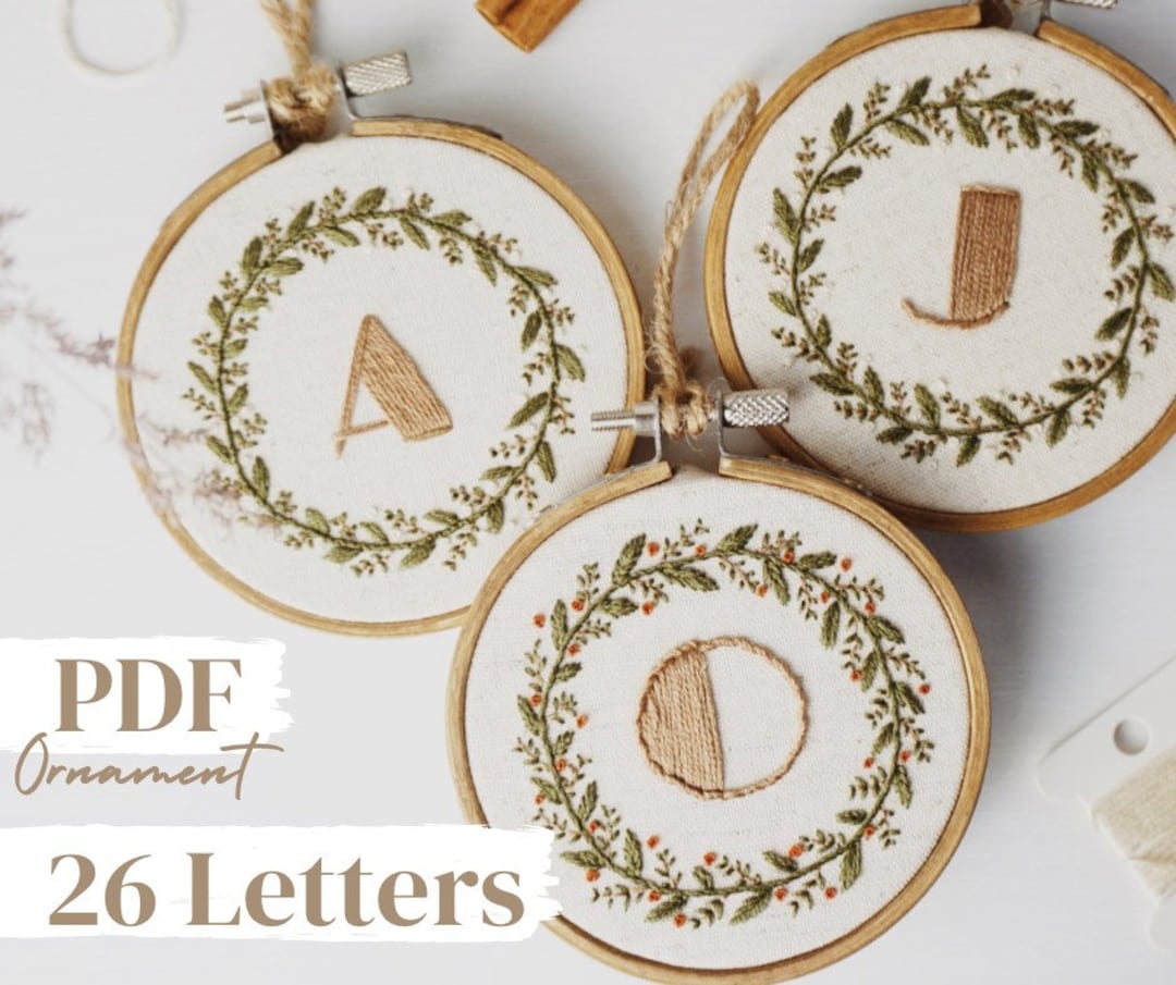Embroidery Alphabet Ornament Pattern, Initial Embroidery PDF Pattern ...