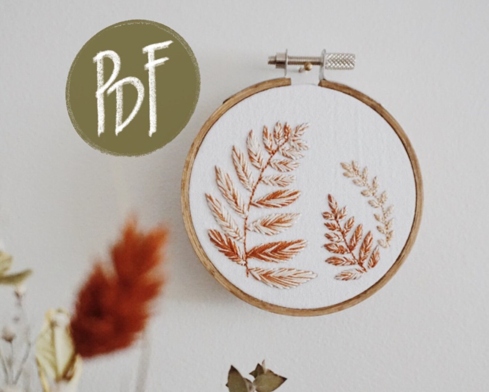 Autumn Fern Embroidery PDF Pattern 3 Fall Hand | Etsy