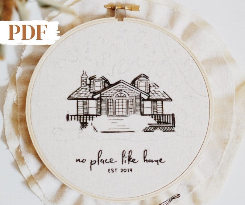 Custom Embroidery Home Portrait Pattern Embroidery House PDF - Etsy