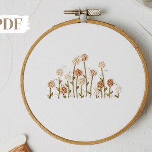 Pink Floral Embroidery Pattern, Beginner Embroidery PDF, Spring ...