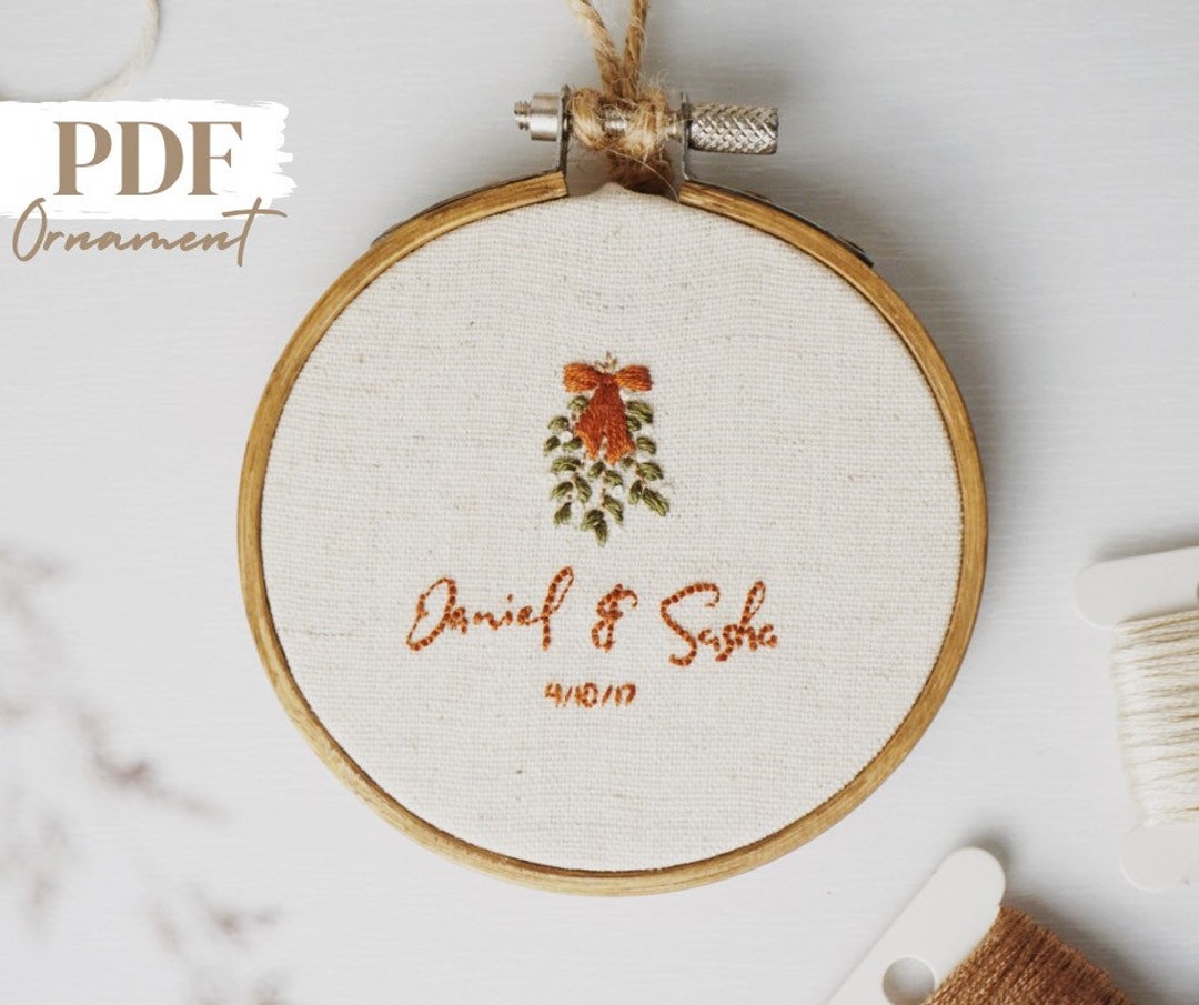 Mistletoe Embroidery Pattern Personalized Christmas Ornament - Etsy