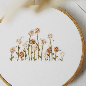 Pink Floral Embroidery Pattern, Beginner Embroidery PDF, Spring ...