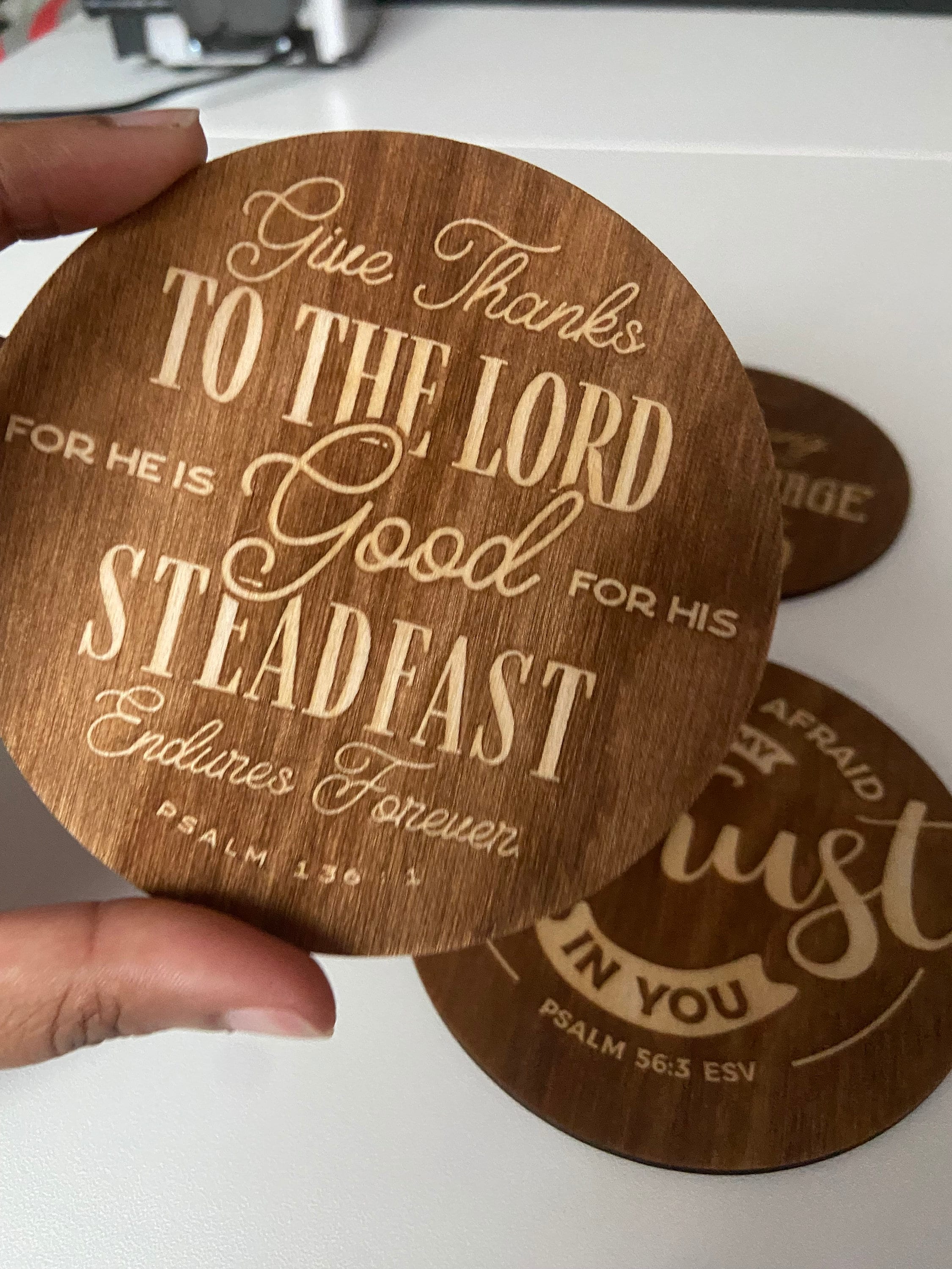 Bible Verse Coasters Laser Engraved Psalms set of 4 - Etsy