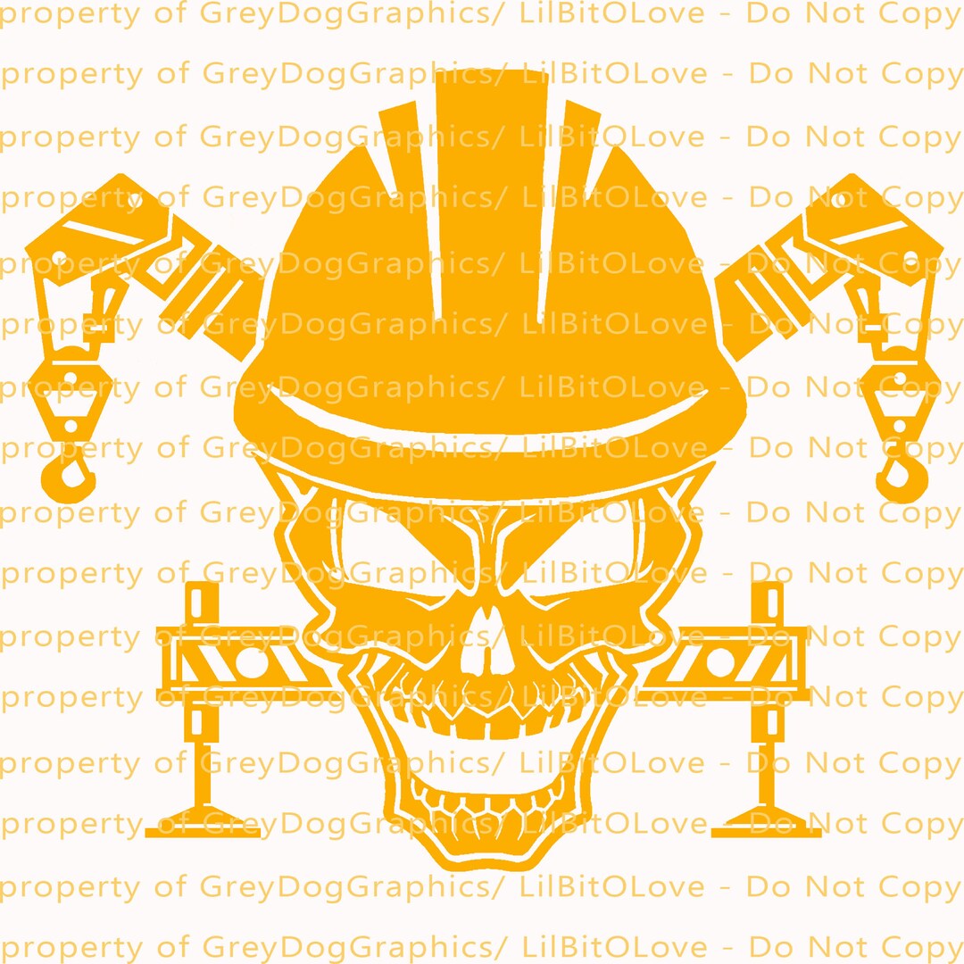 Crane Skull Construction Vinyl Decal Sticker Crane Operator Worker Site ...