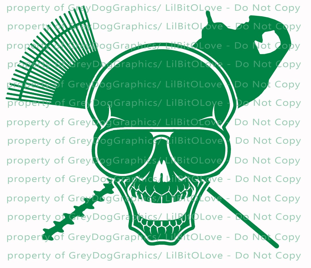 Landscape Skull Vinyl Decal Rake With Sunglasses Hedger Trimmer Lawn - Etsy