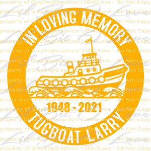 In Memory With Tugboat Tug Boat Captain Crew Vinyl Decal Sticker ...