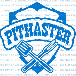 Pitmaster BBQ Shield Barbecue Vinyl Decal Grilling Smoker Spatula Fork ...