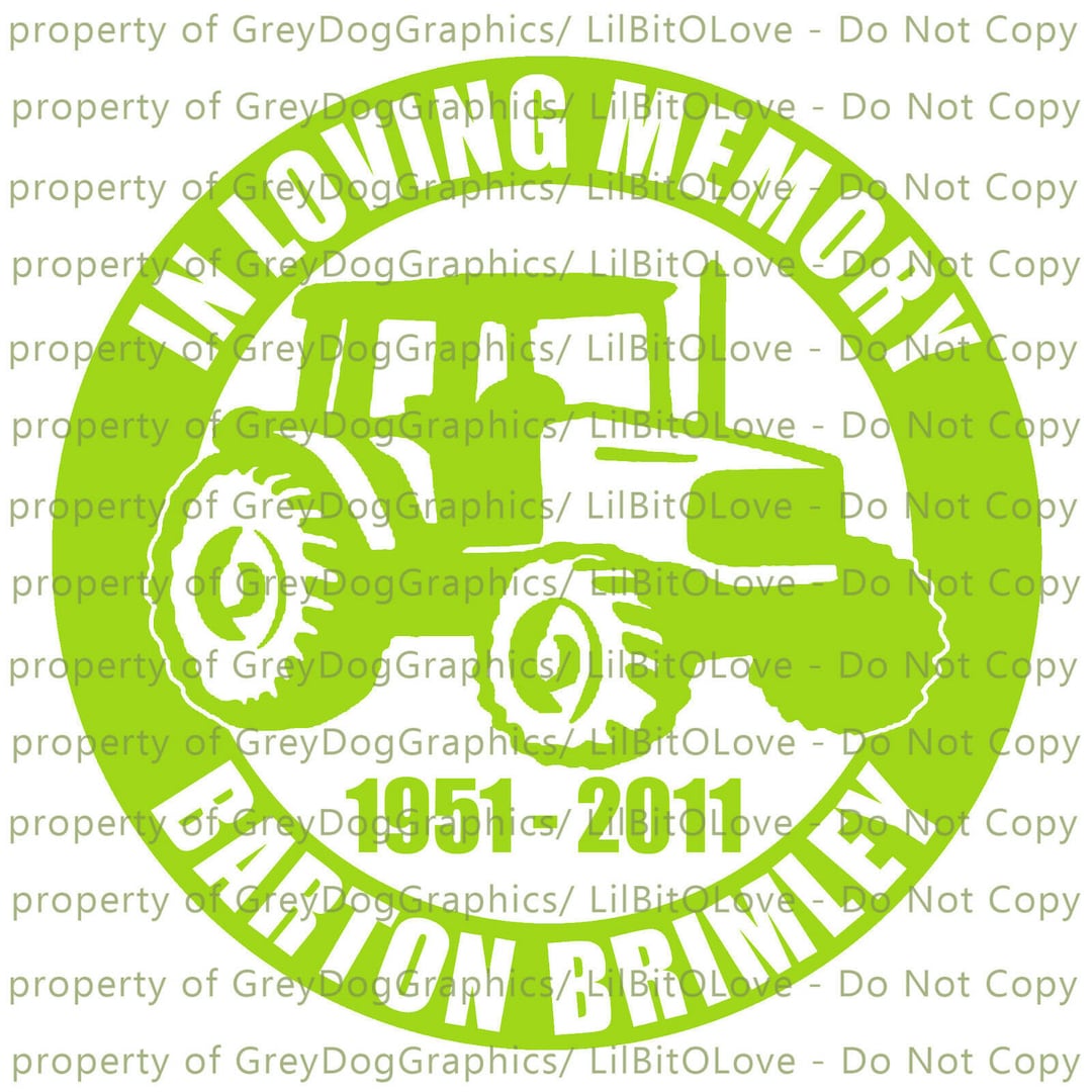 In Memory Farmer Tractor Vinyl Decal Sticker - Personalize With Name ...