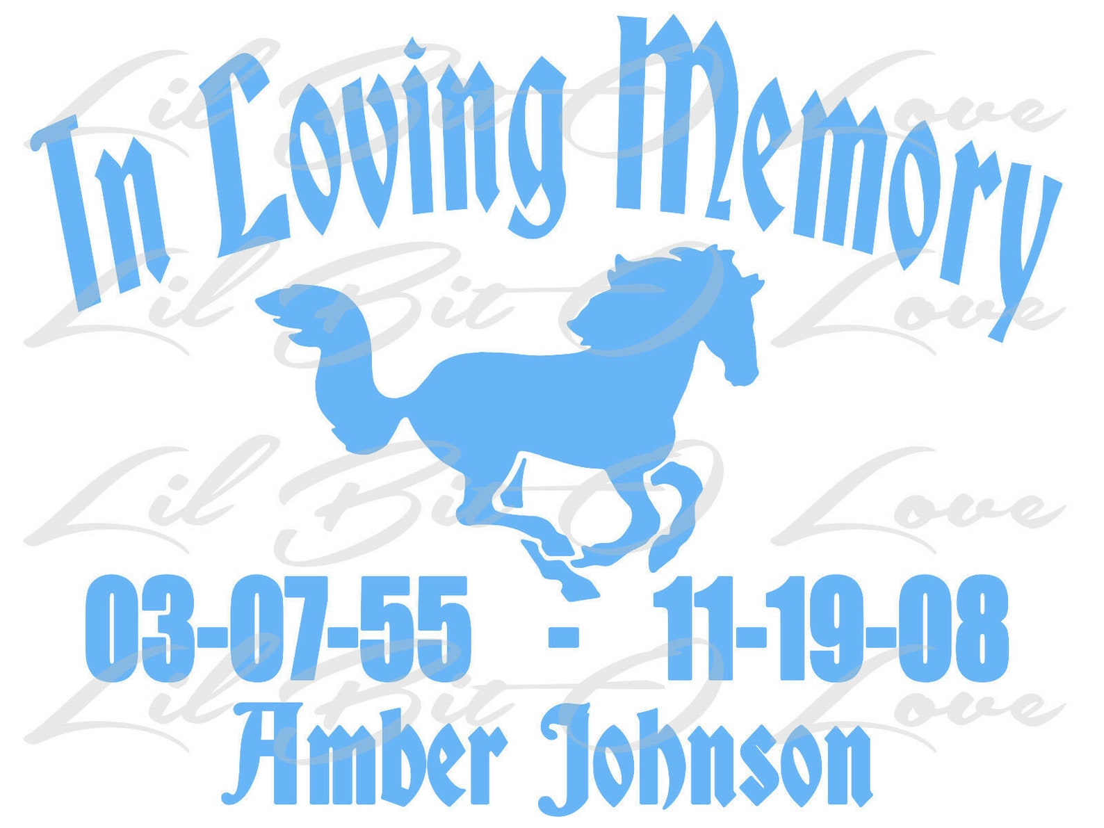 In Loving Memory Horse Vinyl Decal Name Dates Custom Personalized ...