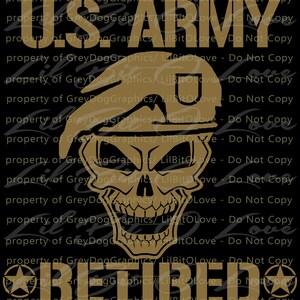 Army Skull Retired Soldier Vinyl Decal Sticker United States Military ...