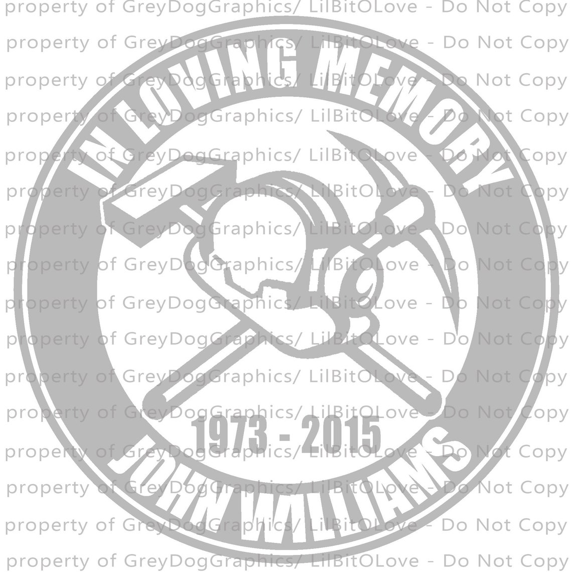 In Memory Miner Pickaxe Hardhat Vinyl Decal Sticker - Personalize With ...