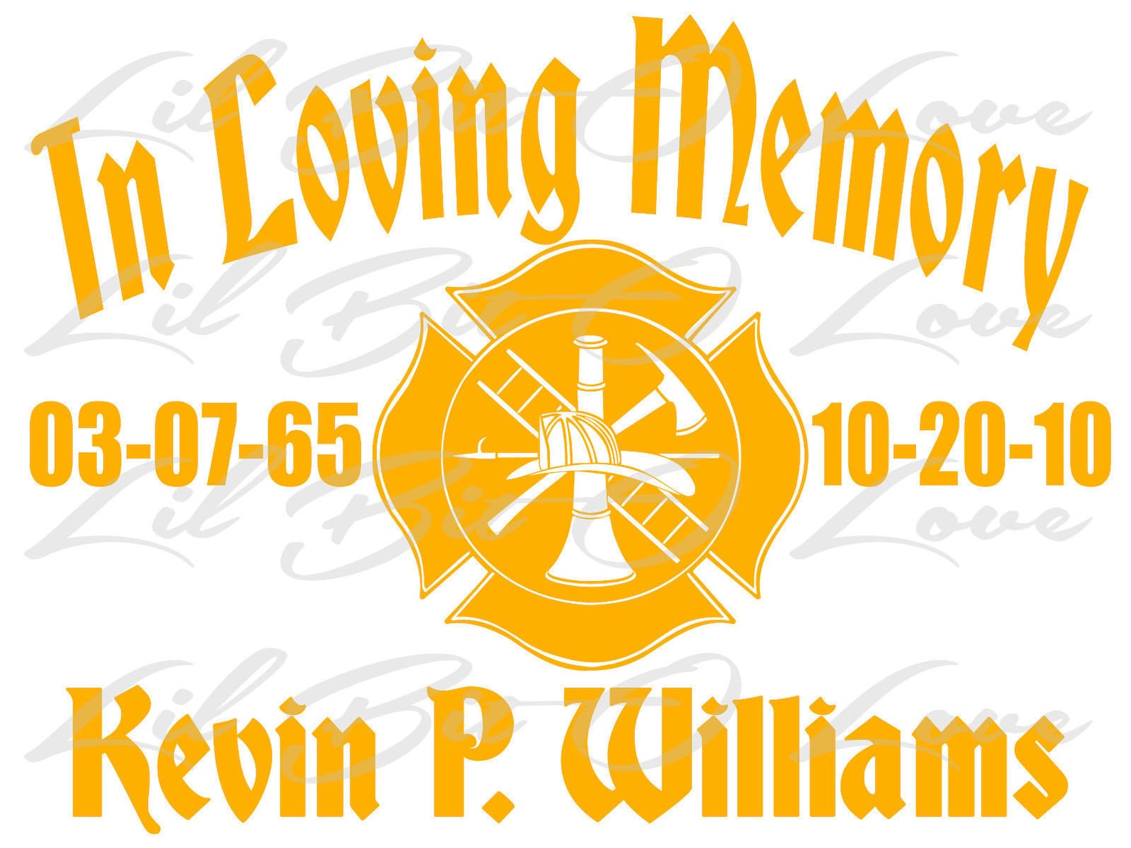 In Loving Memory Fireman Vinyl Decal Name Dates Custom Personalized ...
