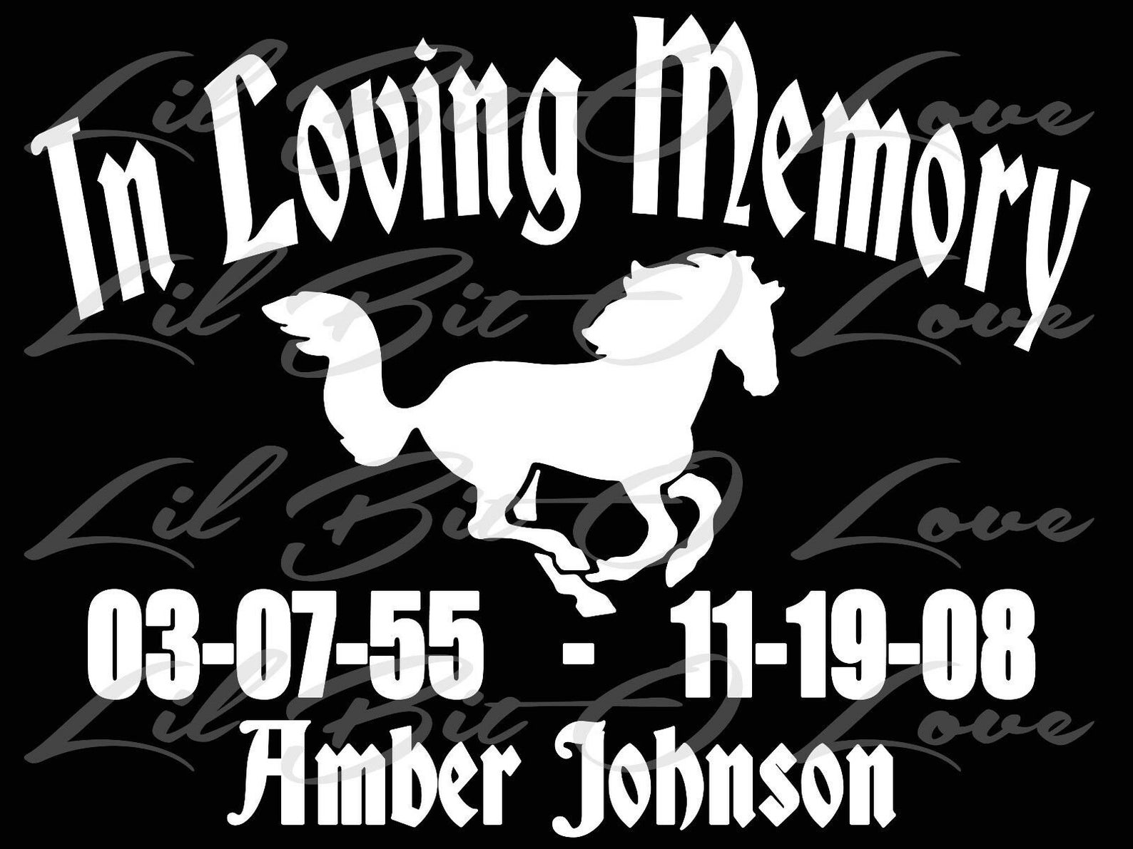 In Loving Memory Horse Vinyl Decal Name Dates Custom Personalized ...