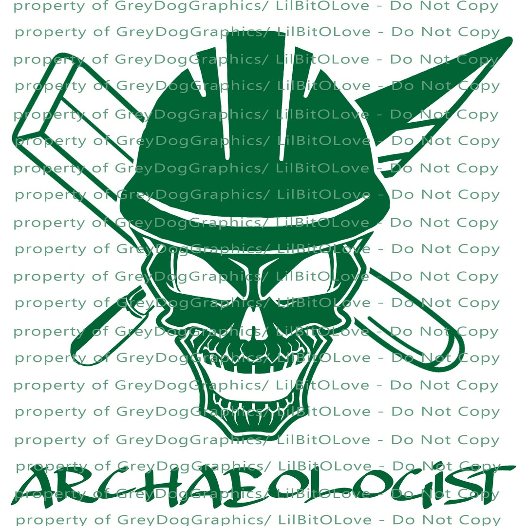 Archaeologist Skull Vinyl Decal Margin Trowel & Trowel Hardhat Digging ...