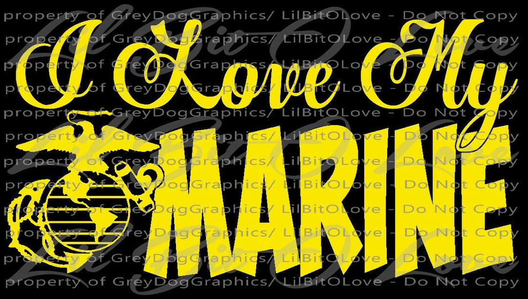 I Love My Marine Vinyl Decal With EGA USMC Mom Girlfriend Wife Husband ...