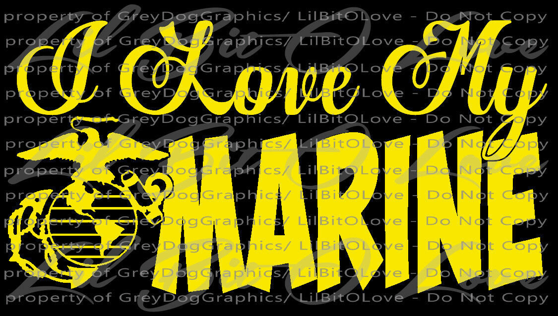 I Love My Marine Vinyl Decal With EGA USMC Mom Girlfriend Wife | Etsy