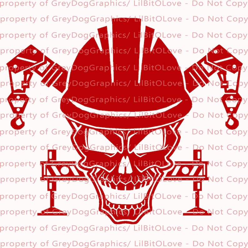 Crane Skull Construction Vinyl Decal Sticker Crane Operator Worker Site ...
