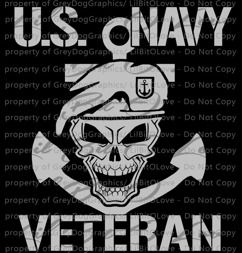 Navy Skull Veteran Vinyl Decal Sticker United States Navy Military Vet ...