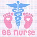 OB Nurse Vinyl Decal Sticker Nursing Babies Baby Pink and Ice Blue or ...