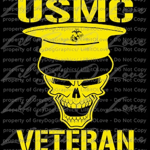 USMC Skull Marine Corps Veteran Vinyl Decal Sticker United States ...