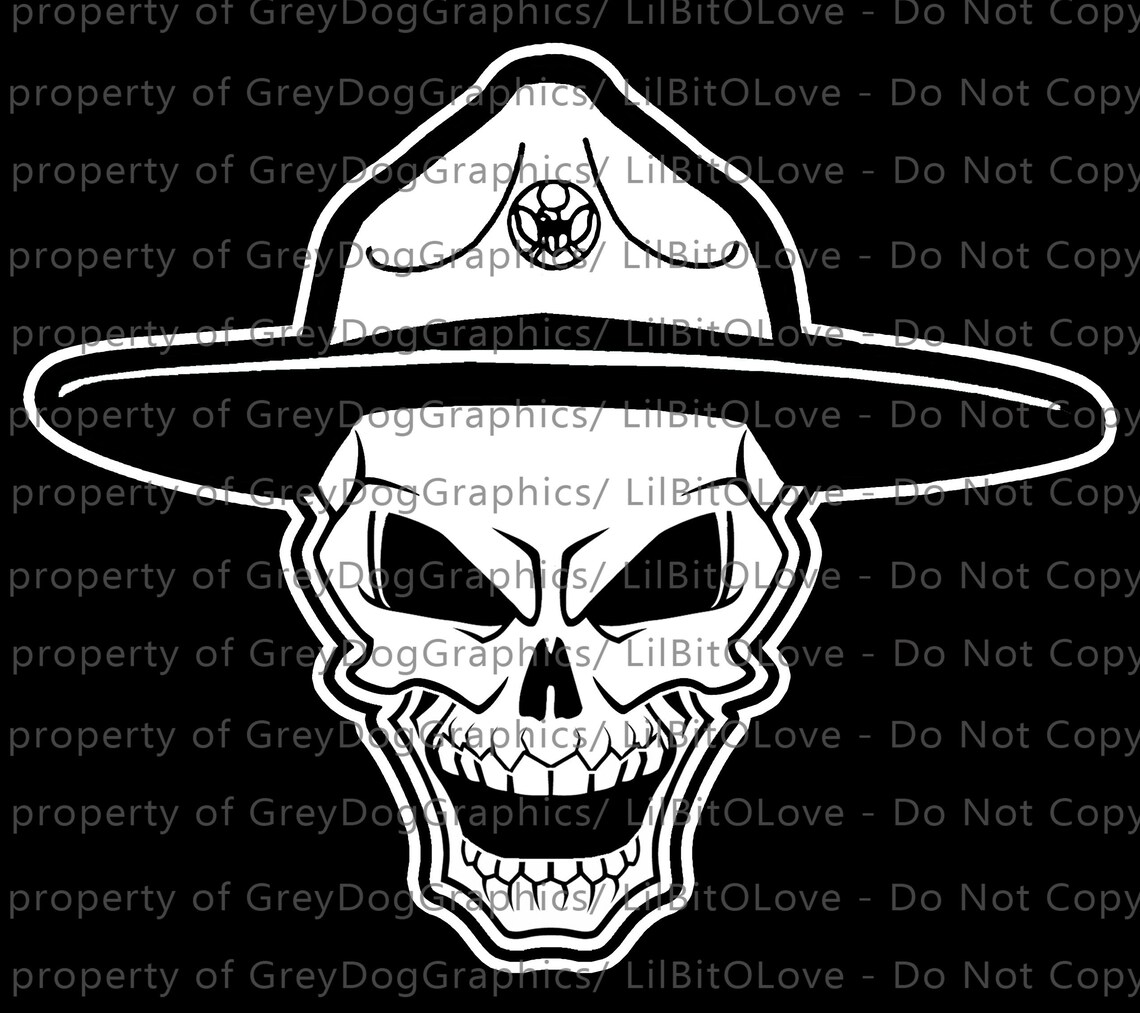 Army Drill Sargeant Skull Soldier Vinyl Decal Sticker United States ...