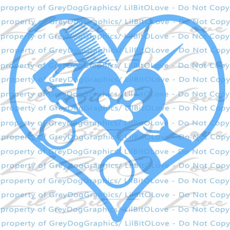 Groomer Heart With Tools Clippers Scissors Comb Heart Paw - Etsy