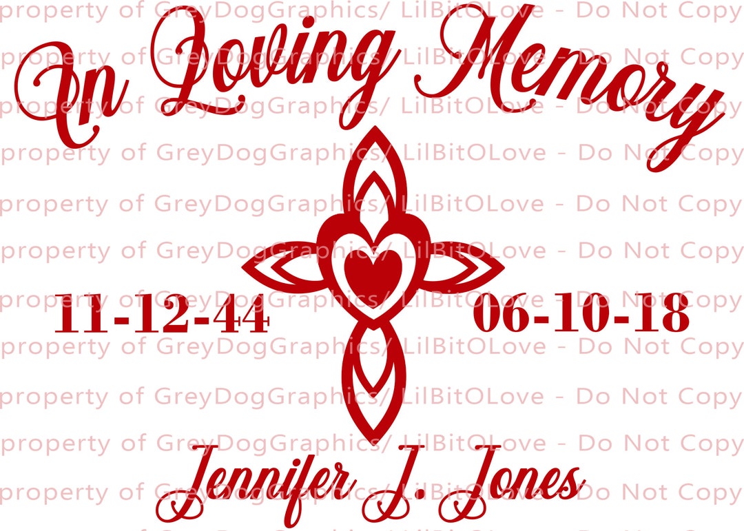 In Loving Memory Fancy Infinity Cross Vinyl Decal Name Dates Custom ...