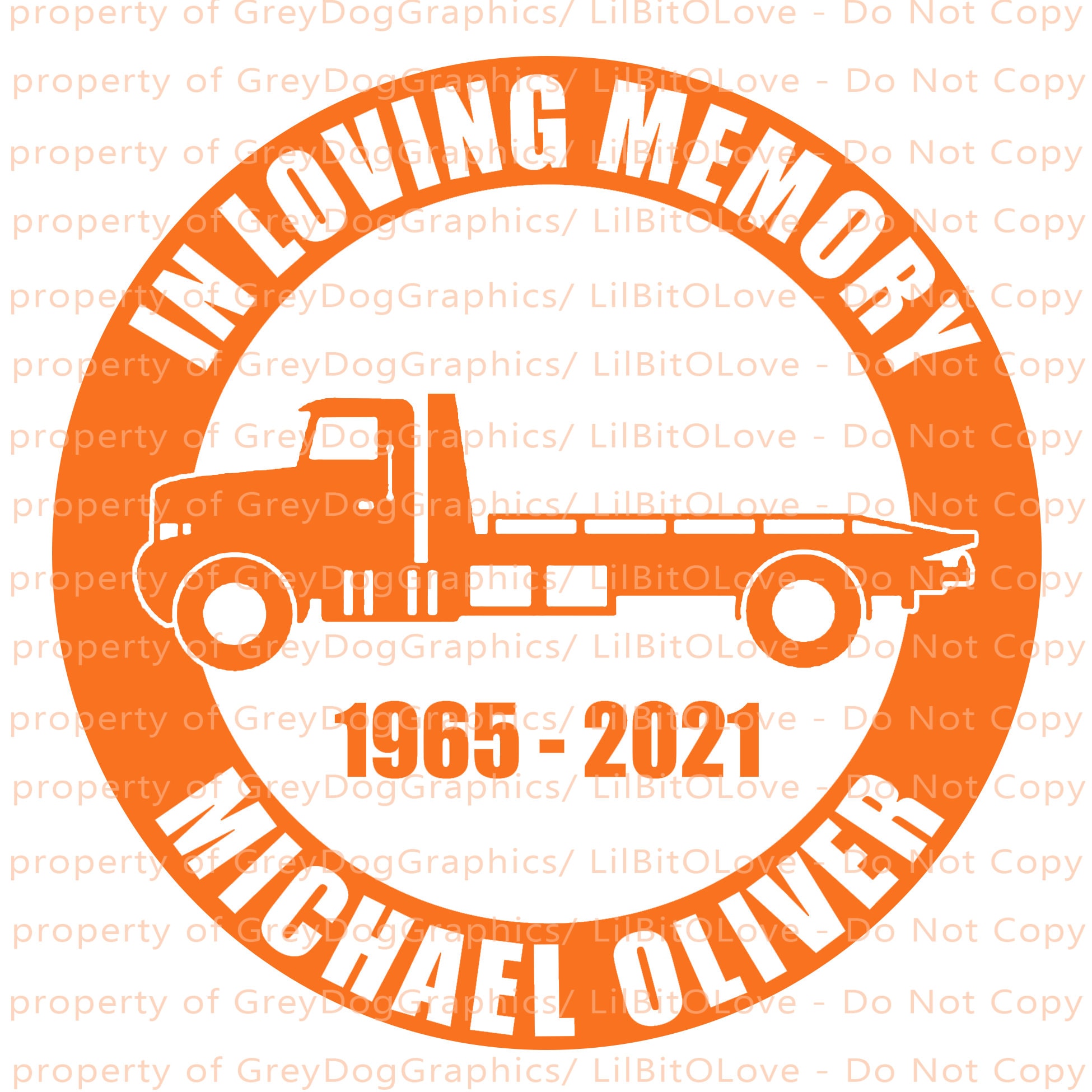 In Memory Flat Bed Tow Truck Vinyl Decal Sticker Personalize - Etsy