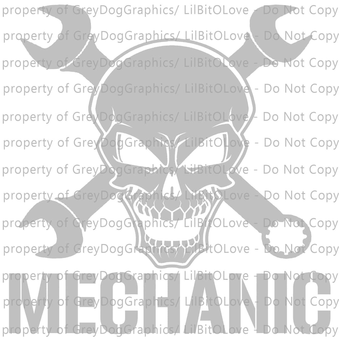 Mechanic Cross Wrenches and Skull Vinyl Decal Sticker Grease Monkey ...