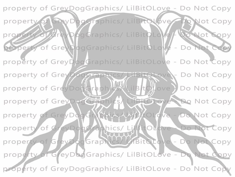 Biker Skull Vinyl Decal Helmet Handlebars Flames Vinyl Decal | Etsy