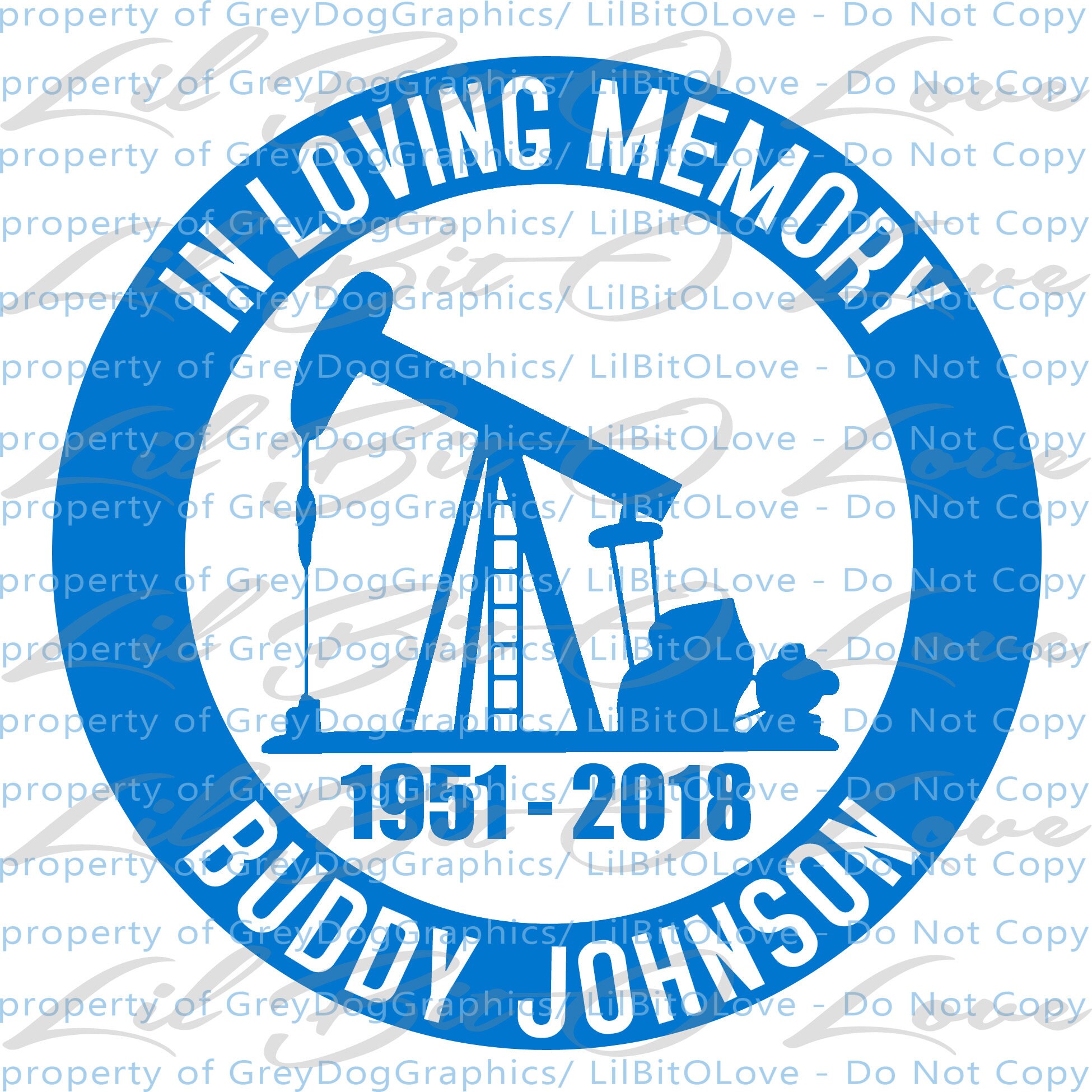 In Memory Oil Derrick Oilfield Vinyl Decal Sticker - Personalize With ...