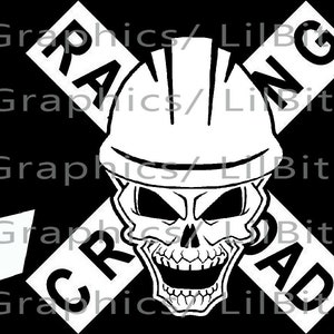 Railroad Rail Life Block Font Decal Skull With Hardhat Sticker Vinyl ...