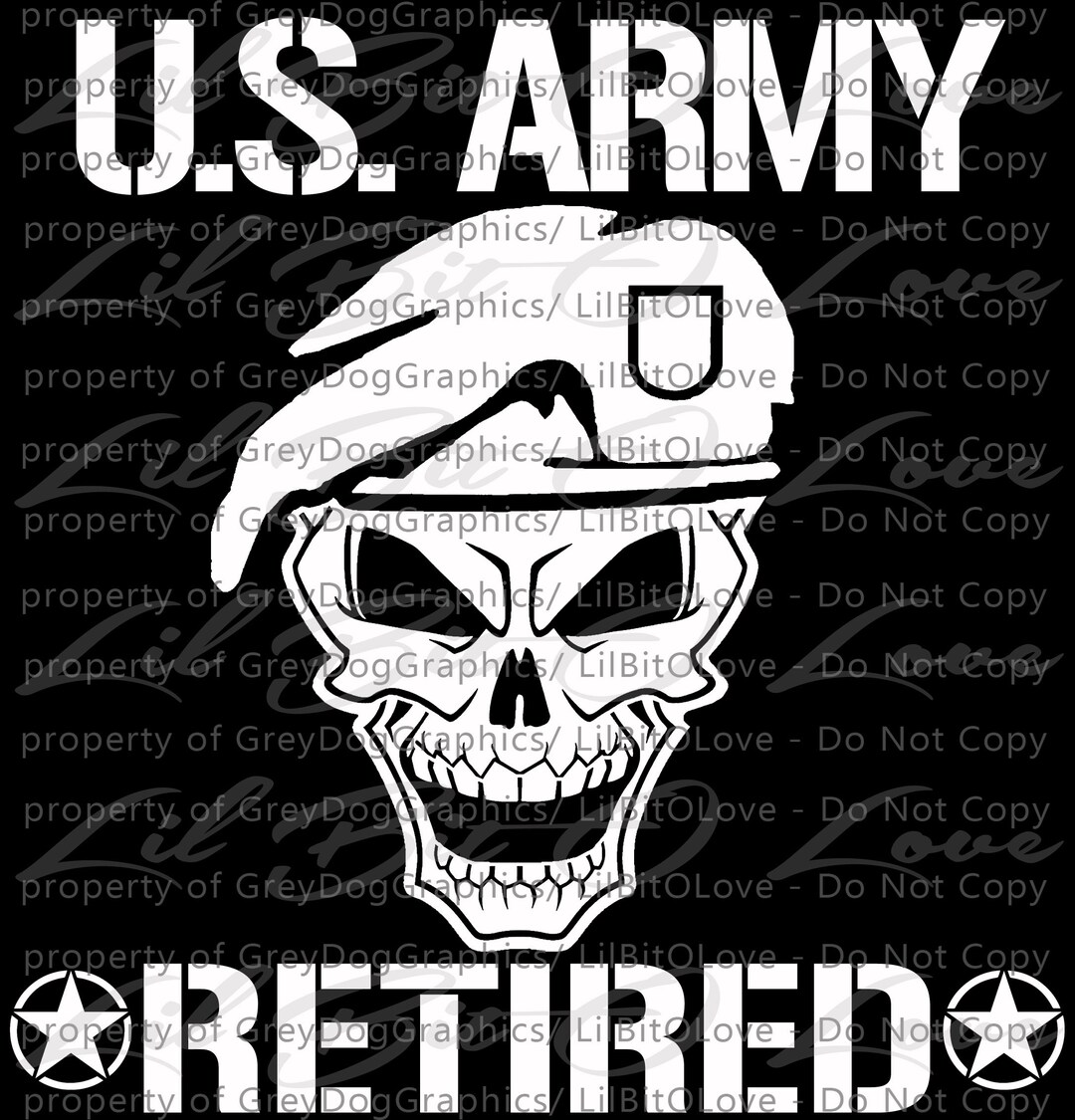 Army Skull Retired Soldier Vinyl Decal Sticker United States Military ...