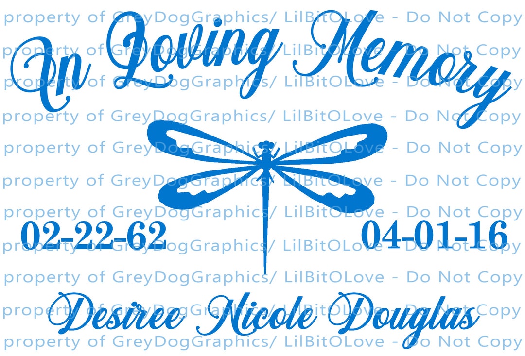 In Loving Memory Dragonfly Vinyl Decal Name Dates Custom Personalized ...