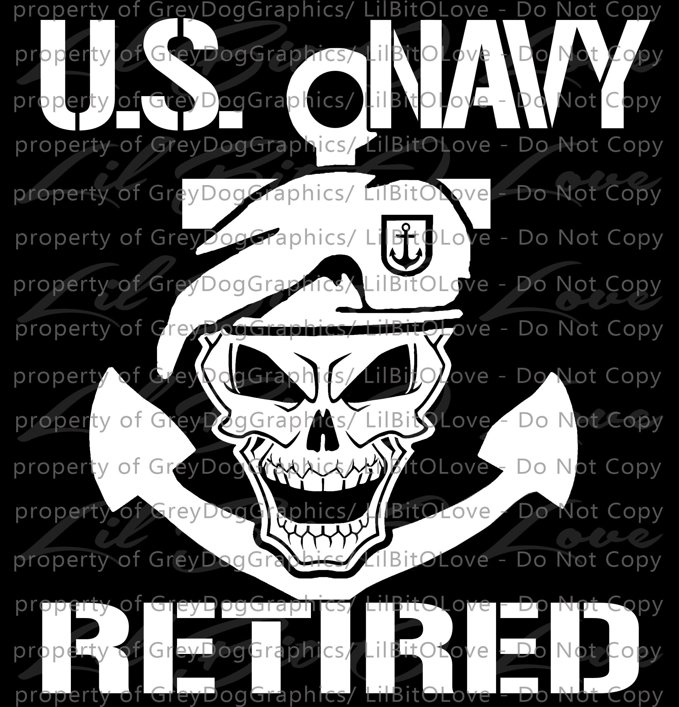 Navy Skull Retired Vinyl Decal Sticker United States Navy | Etsy