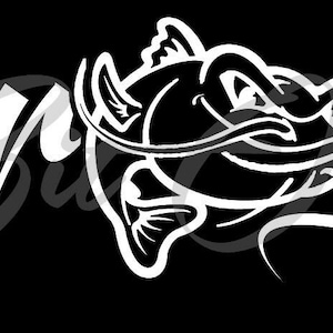 River Life Mean Catfish Angry Vinyl Decal Sticker Fishing Fisherman ...